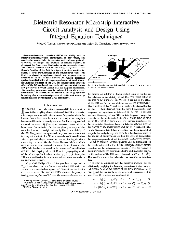 (PDF) Dielectric resonator-microstrip interactive circuit analysis and design using integral ...