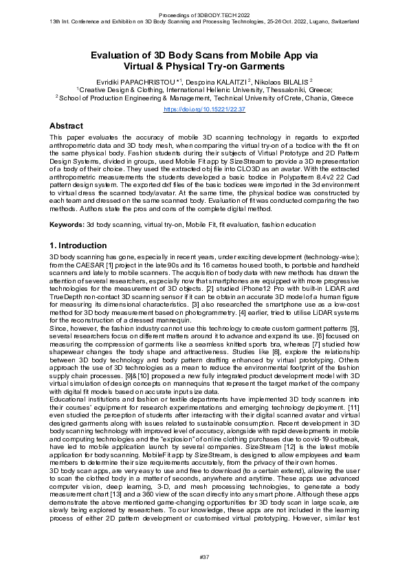 (PDF) Evaluation of 3D Body Scans from Mobile App via Virtual and ...