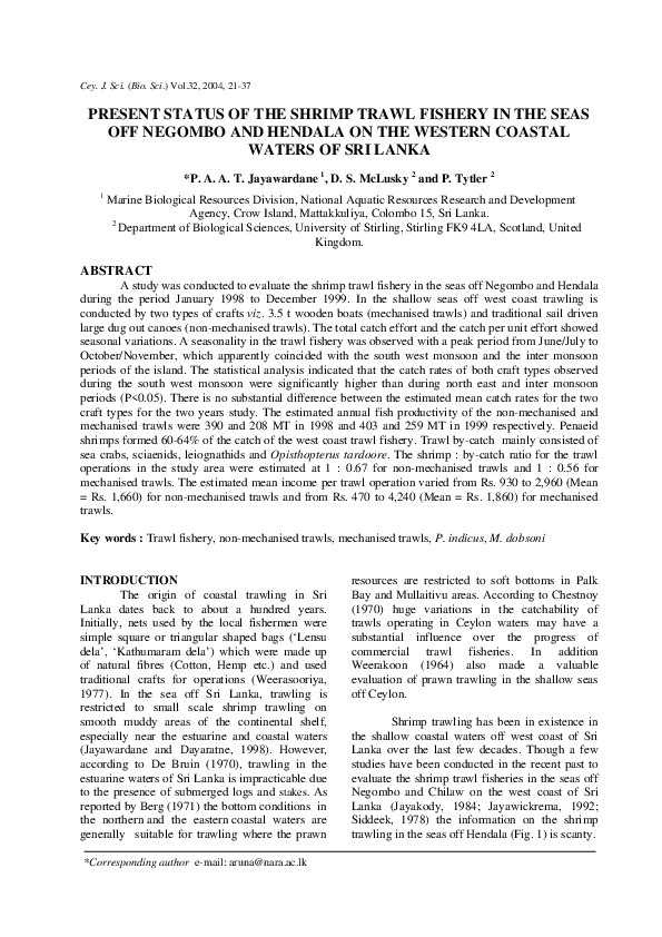 (PDF) Present Status of the Shrimp Trawl Fishery in the Seas Off ...