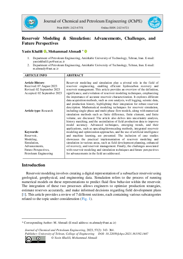 (PDF) Reservoir Modeling & Simulation: Advancements, Challenges, and ...