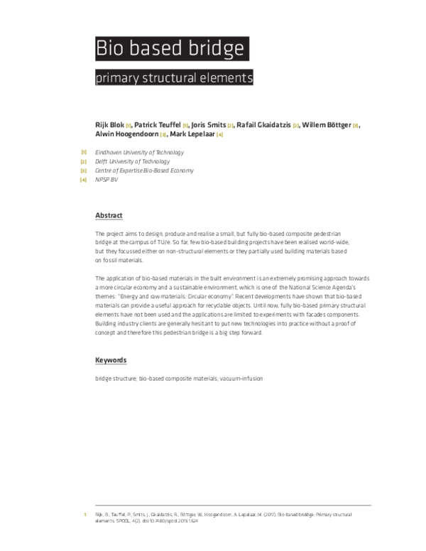 (PDF) Bio based bridge: primary structural elements | willem bottger ...