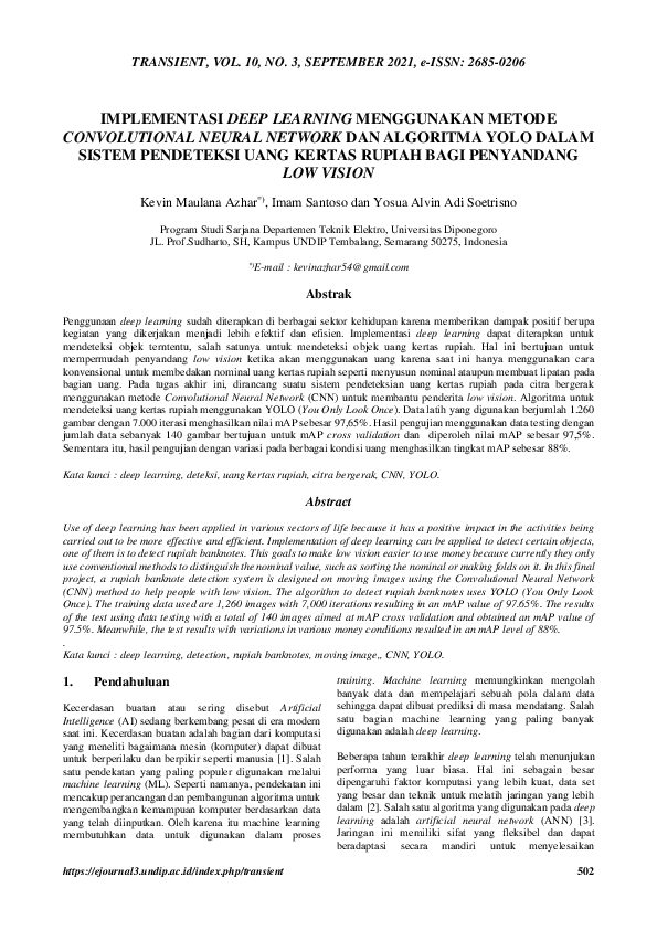 Pdf Implementasi Deep Learning Menggunakan Metode Convolutional Neural Network Dan Algoritma