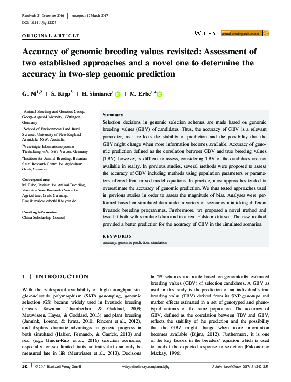 (PDF) Accuracy of genomic breeding values revisited: Assessment of two established approaches ...
