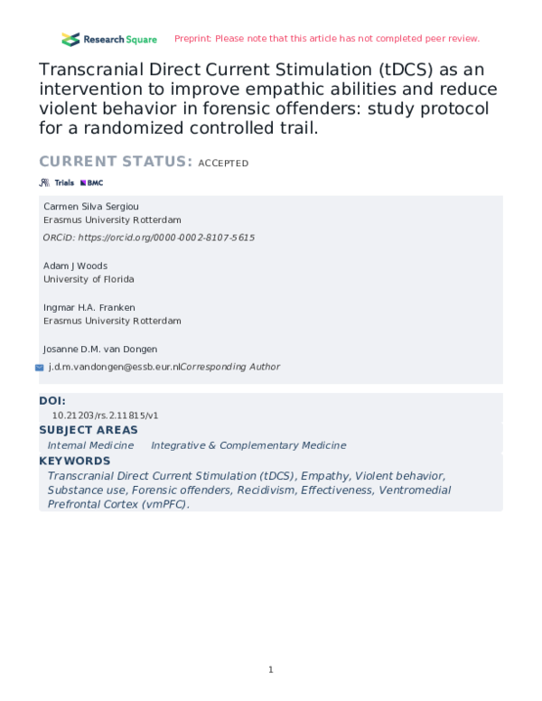 (PDF) Transcranial Direct Current Stimulation (tDCS) as an intervention ...