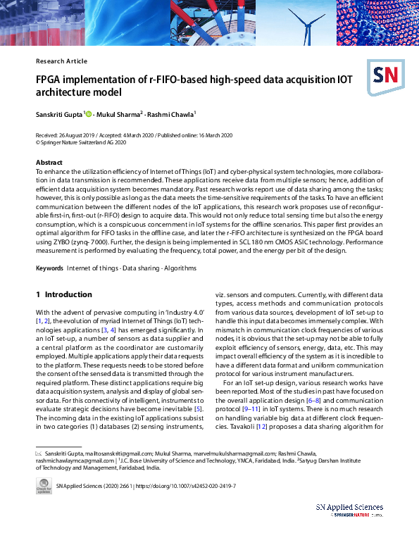 (PDF) r-FIFO IoT Data Acquisition FPGA Design