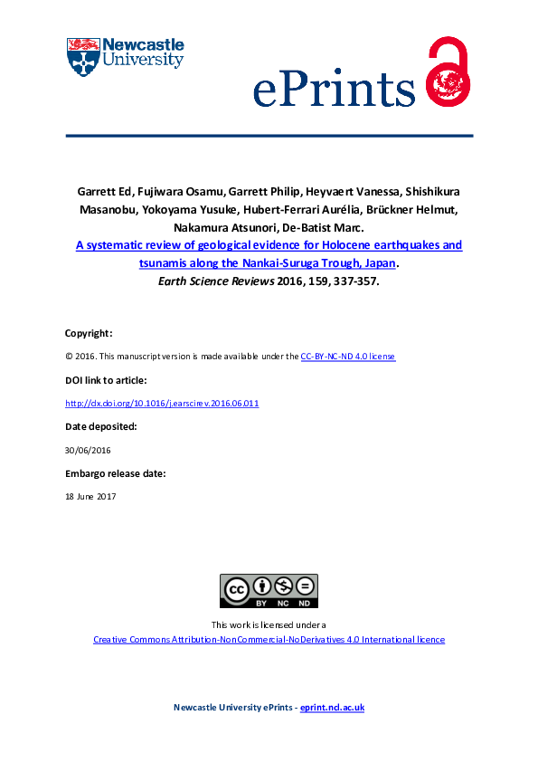 (PDF) A systematic review of geological evidence for Holocene ...