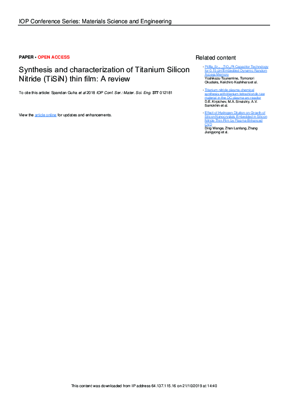 (PDF) Synthesis and characterization of Titanium Silicon Nitride (TiSiN ...
