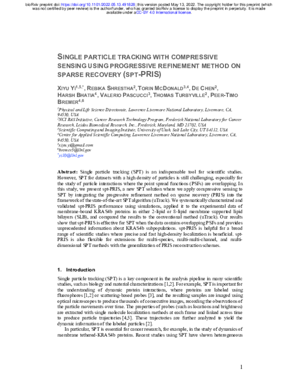 Pdf Single Particle Tracking With Compressive Sensing Using Progressive Refinement Method On