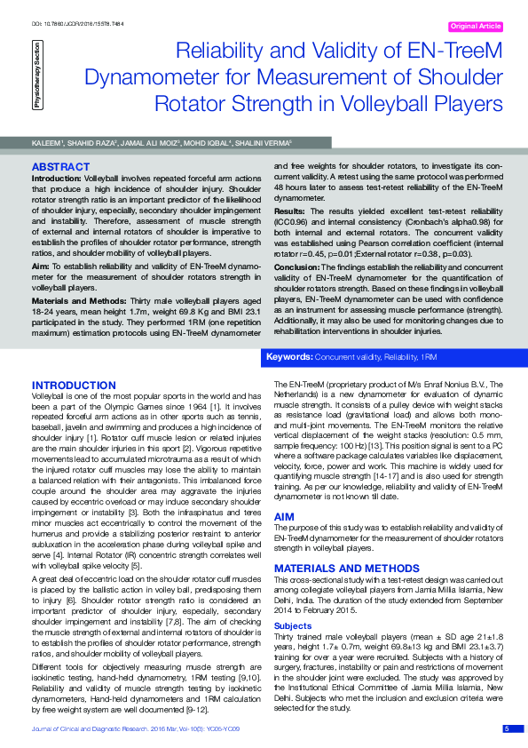 (PDF) Reliability and Validity of EN-TreeM Dynamometer for Measurement ...