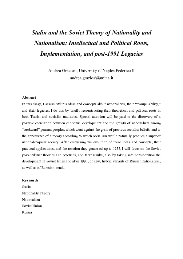 (DOC) Stalin and the Soviet Theory of Nationality and Nationalism ...