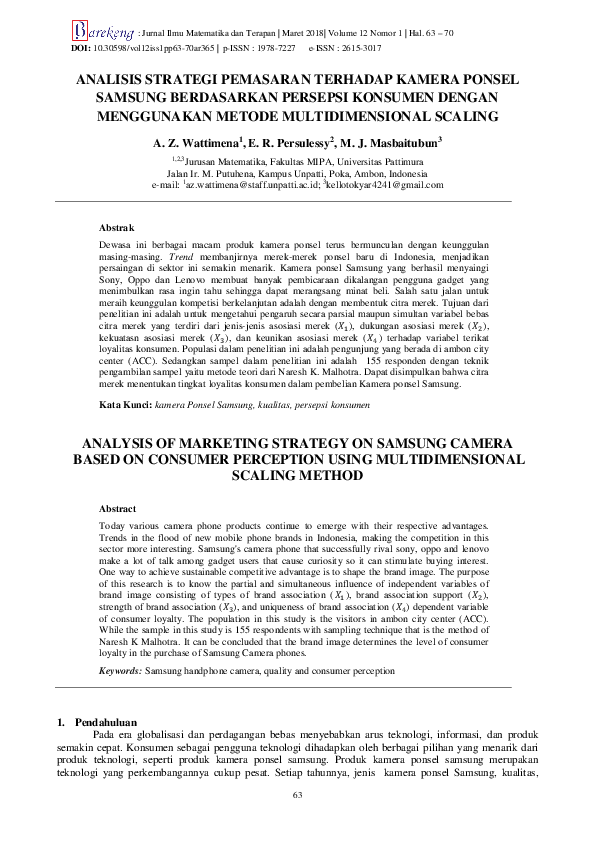 (PDF) ANALISIS STRATEGI PEMASARAN TERHADAP KAMERA PONSEL SAMSUNG BERDASARKAN PERSEPSI KONSUMEN ...