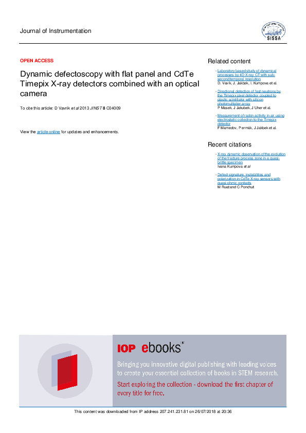 (PDF) Dynamic defectoscopy with flat panel and CdTe Timepix X-ray ...