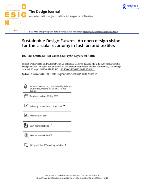 (PDF) Sustainable Design Futures: An open design vision for the ...