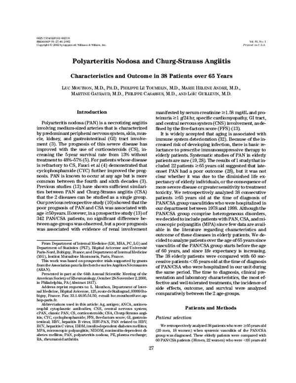 (PDF) Polyarteritis Nodosa and Churg-Strauss Angiitis