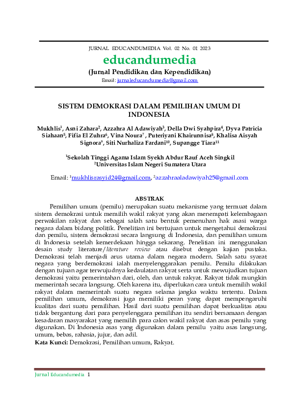 (DOC) Sistem Demokrasi Dalam Pemilihan Umum DI Indonesia
