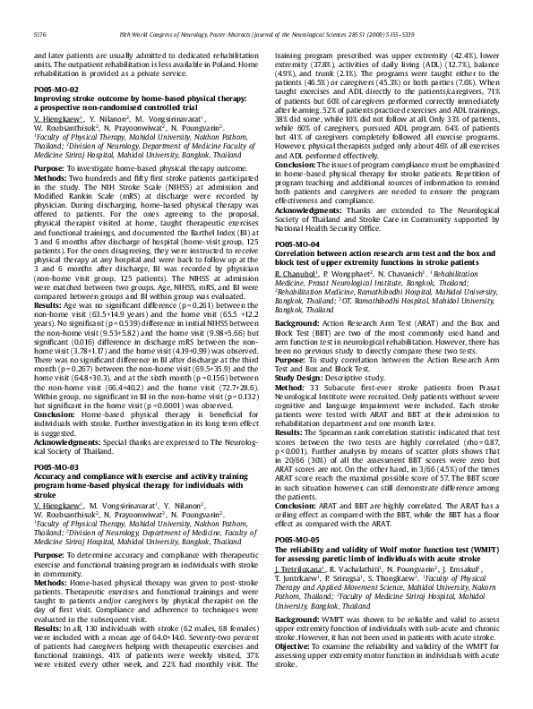 (PDF) PO05-MO-05 The reliability and validity of Wolf motor function ...