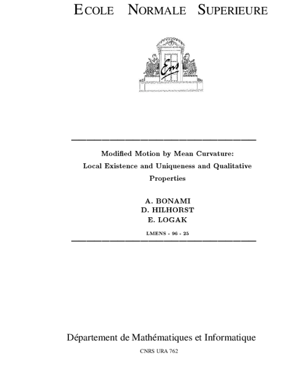 (PDF) Modified motion by mean curvature: local existence and uniqueness ... (PDF) Modified motion by mean curvature: local existence and uniqueness ...