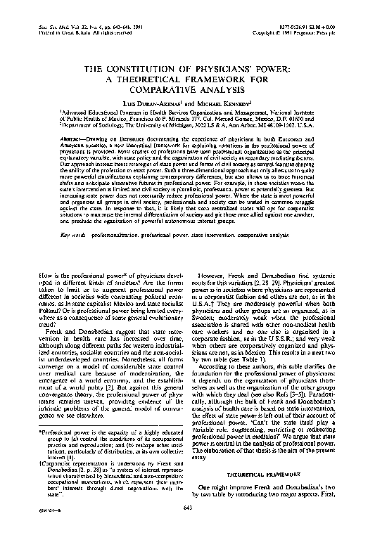 (PDF) (1991) The constitution of physicians' power: a theoretical ...