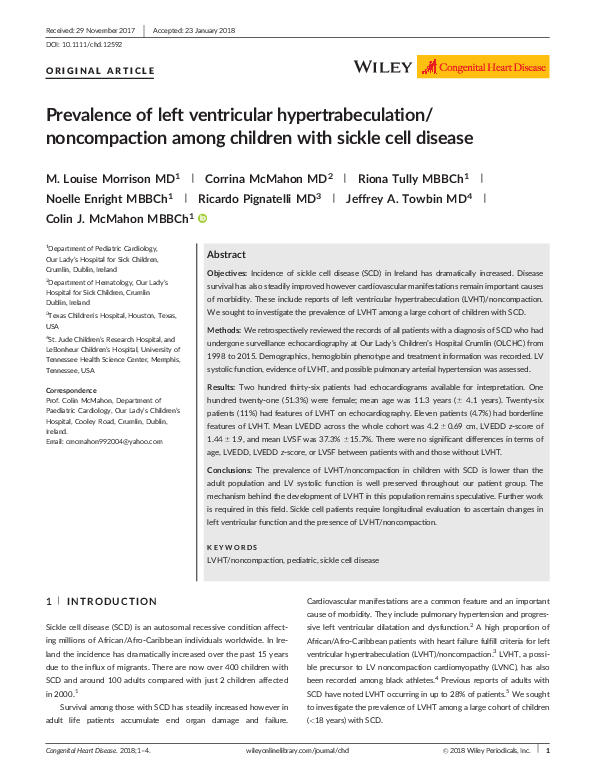 (PDF) Prevalence of left ventricular hypertrabeculation/noncompaction ...