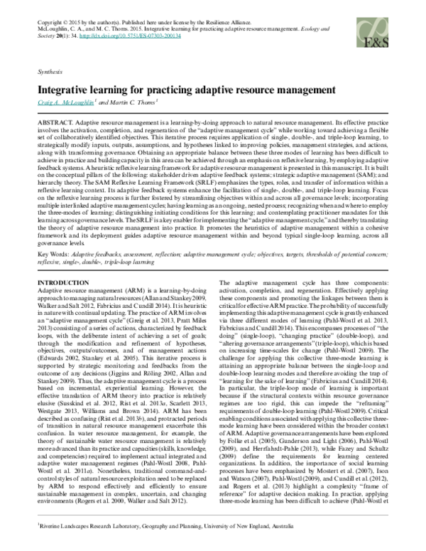 (PDF) Integrative learning for practicing adaptive resource management | Martin Thoms - Academia.edu