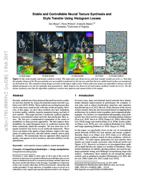 (PDF) Stable and Controllable Neural Texture Synthesis and Style ... (PDF) Stable and Controllable Neural Texture Synthesis and Style ...