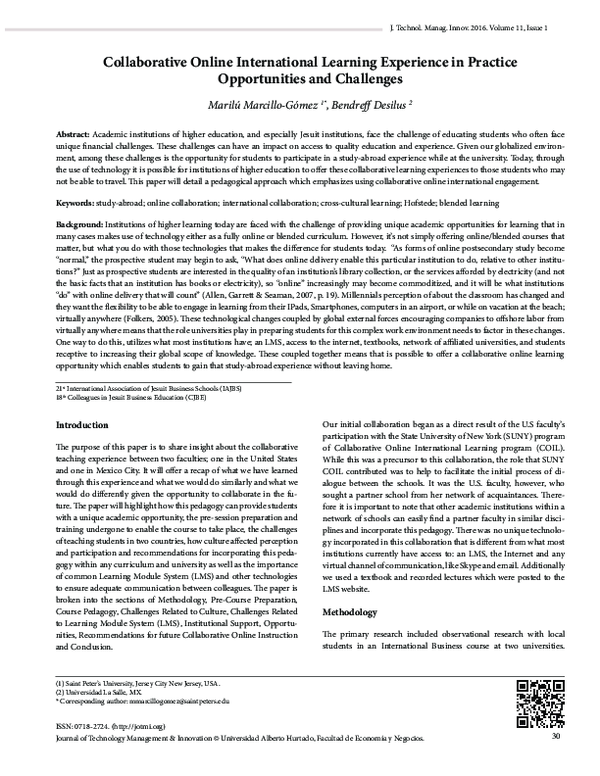 (PDF) Collaborative Online International Learning (COIL): Preparedness ...