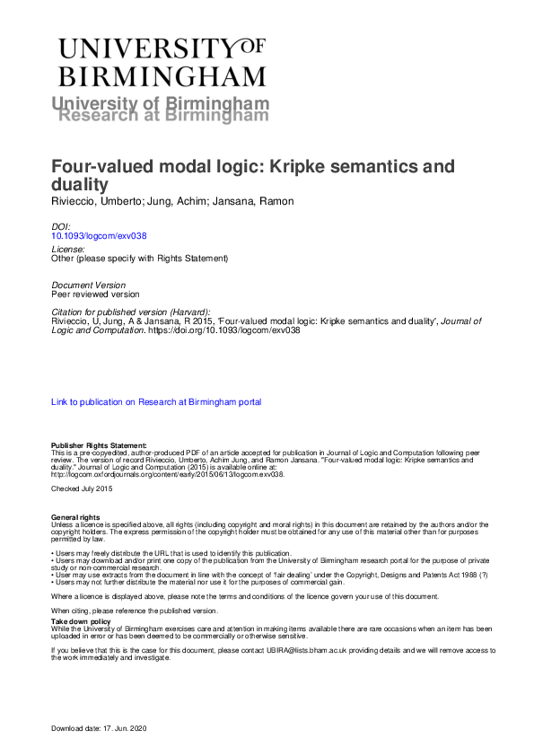 (PDF) Four-valued modal logic: Kripke semantics and duality
