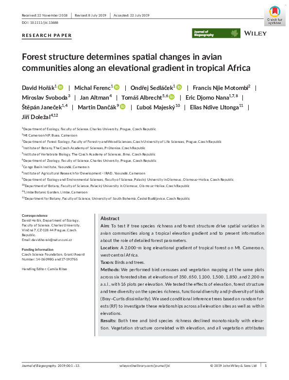 (PDF) Forest structure determines spatial changes in avian communities ...
