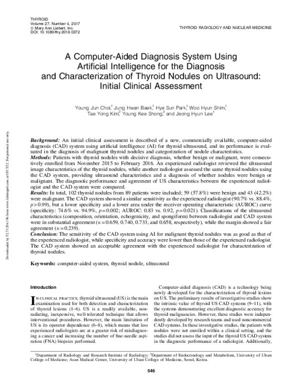(PDF) A computer-aided diagnosis system using artificial intelligence for the diagnosis and ...