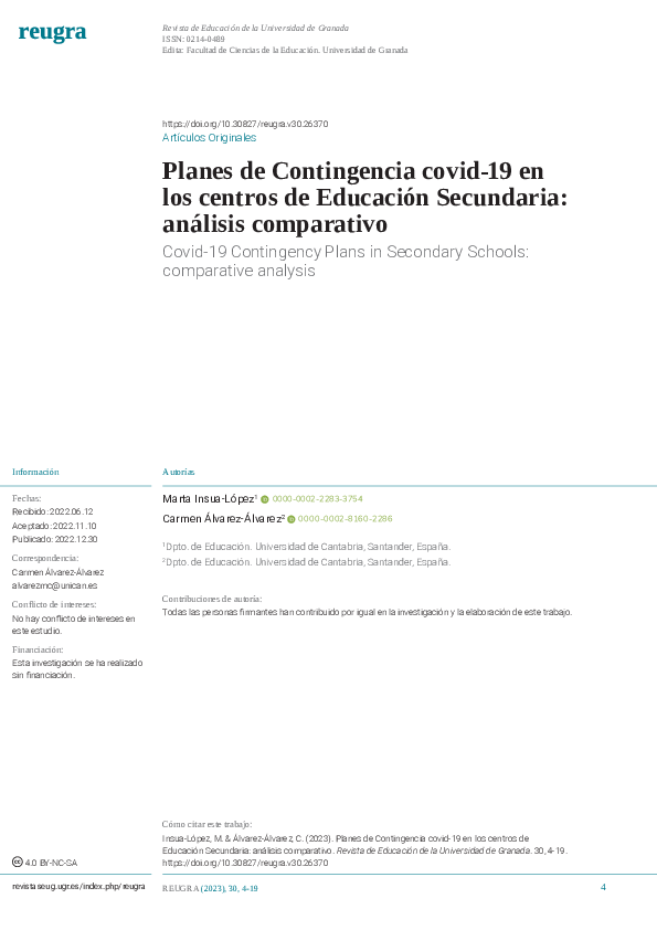 (PDF) Planes de Contingencia covid-19 en los centros de Educación ...