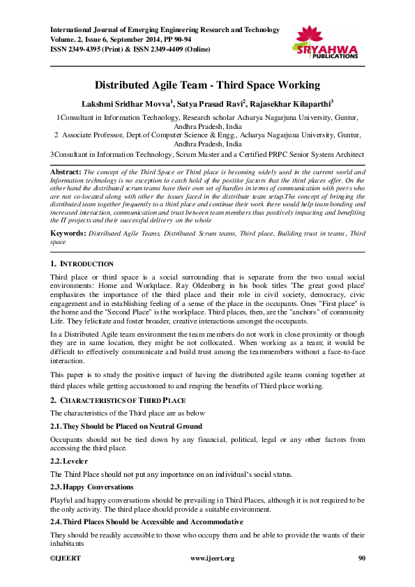 (PDF) Distributed Agile Team - Third Space Working