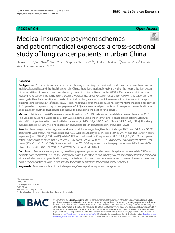 (PDF) Medical insurance payment schemes and patient medical expenses: a ...