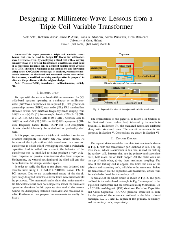 (PDF) Designing at Millimeter-Wave: Lessons from a Triple Coil Variable ...