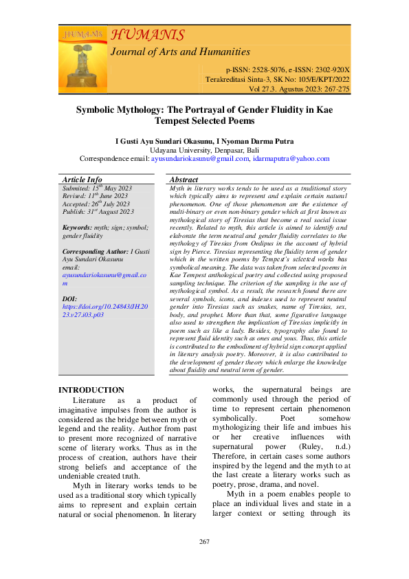 (PDF) Symbolic Mythology: The Portrayal of Gender Fluidity in Kae ...