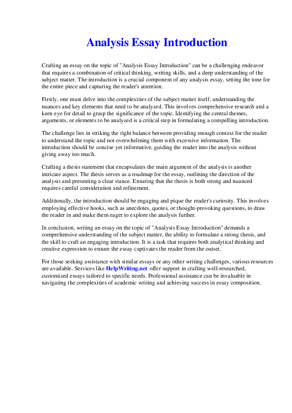 (PDF) Analysis Essay Introduction