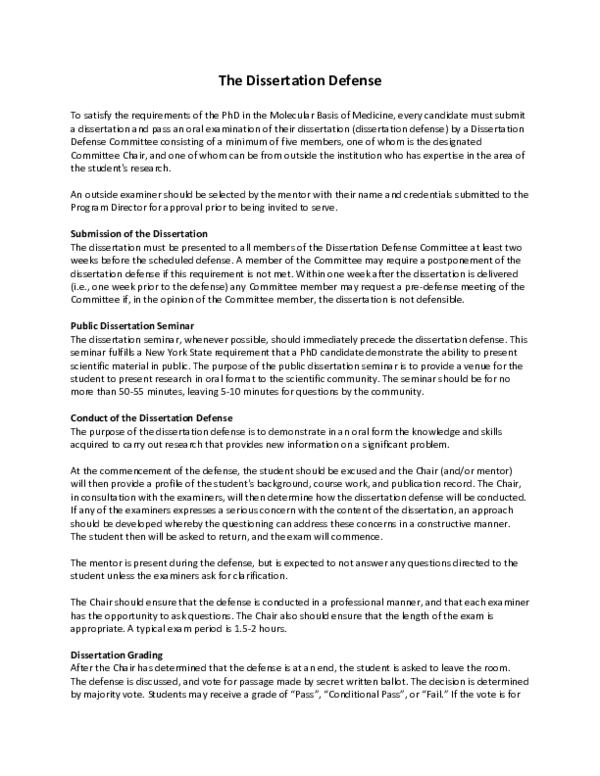 (PDF) The dissertation defense
