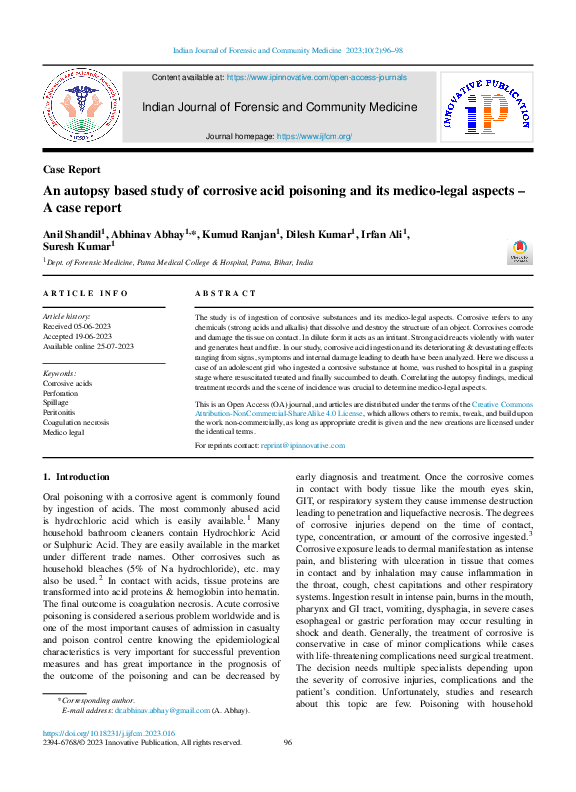 (PDF) An autopsy based study of corrosive acid poisoning and its medico ...