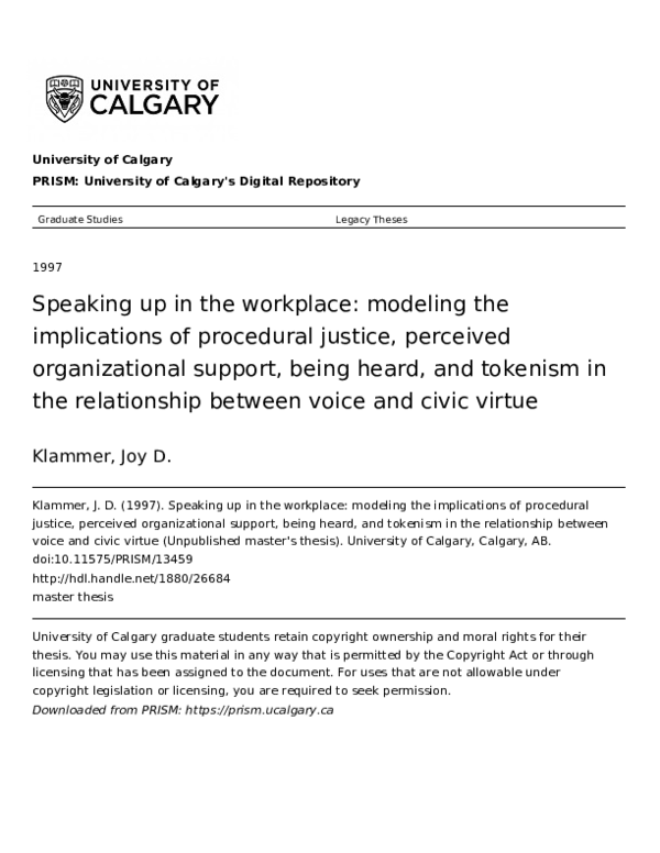 (PDF) Speaking up in the workplace: modeling the implications of ...