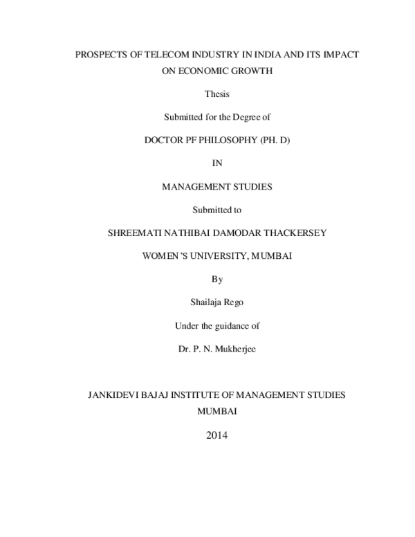 (PDF) Prospects of telecom industry in India and its impact on economic ...