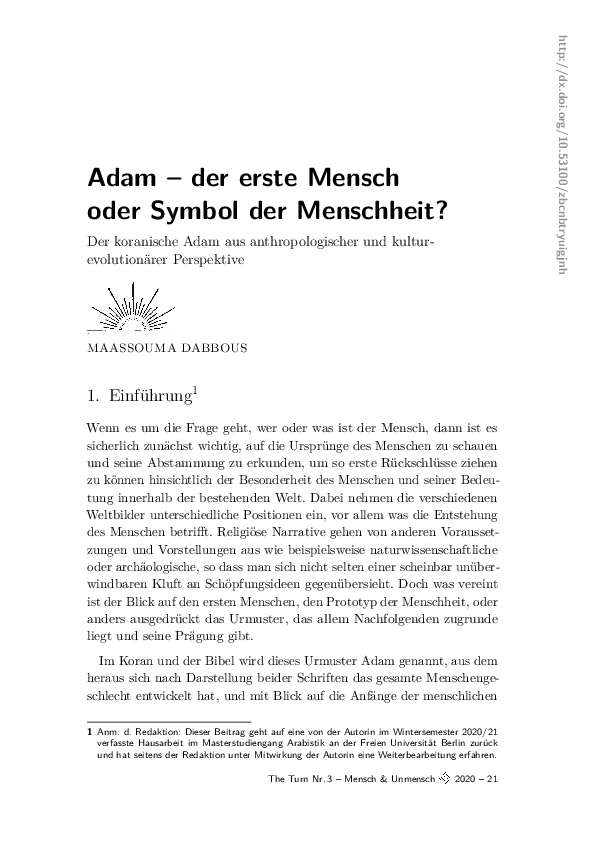 Adam - der erste Mensch oder Symbol der Menschheit? - by Maassouma Dabbous