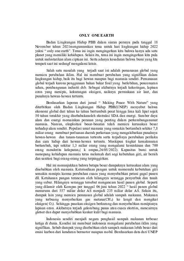 (DOC) Only One Earth