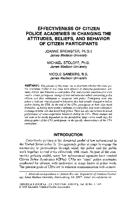 (PDF) Effectiveness of citizen police academies in changing the ...