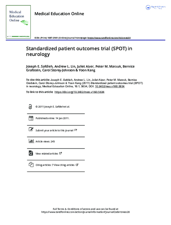 (PDF) Standardized patient outcomes trial (SPOT) in neurology