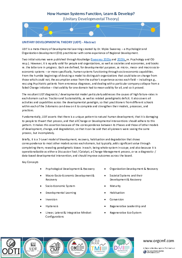 (PDF) Unitary Developmental Theory (UDT) Elaborated Overview Edition 1 | declan kavanagh and ...