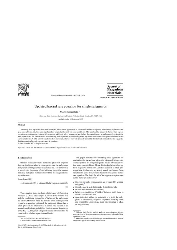 (PDF) Updated hazard rate equation for single safeguards