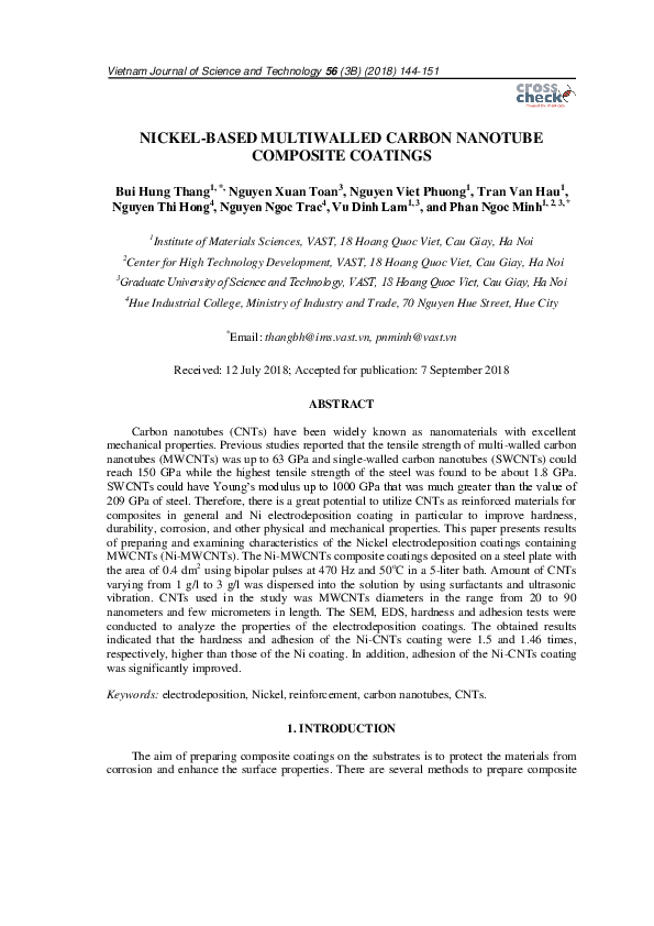 Pdf Nickel Based Multiwalled Carbon Nanotube Composite Coatings