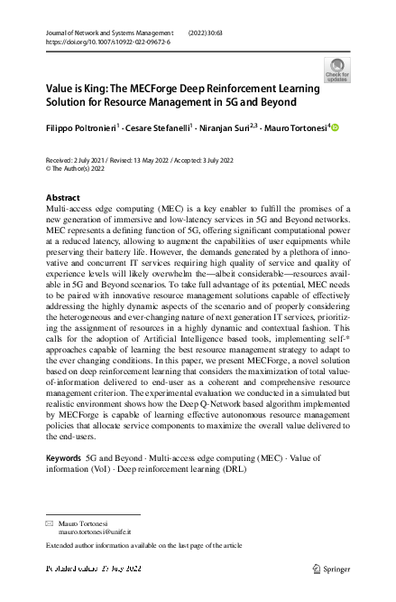 (PDF) Value is King: The MECForge Deep Reinforcement Learning Solution for Resource Management ...