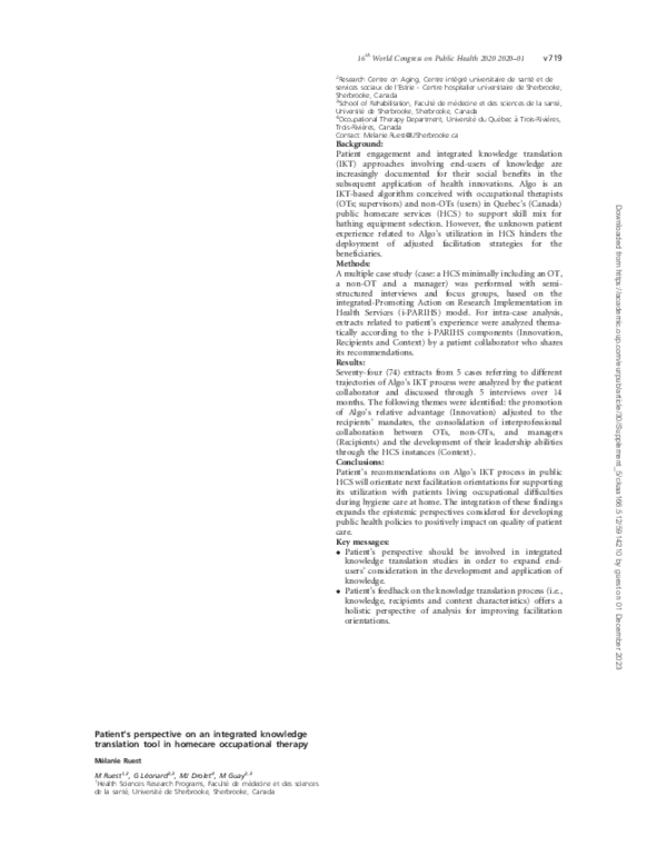 (PDF) Patient's perspective on an integrated knowledge translation tool ...