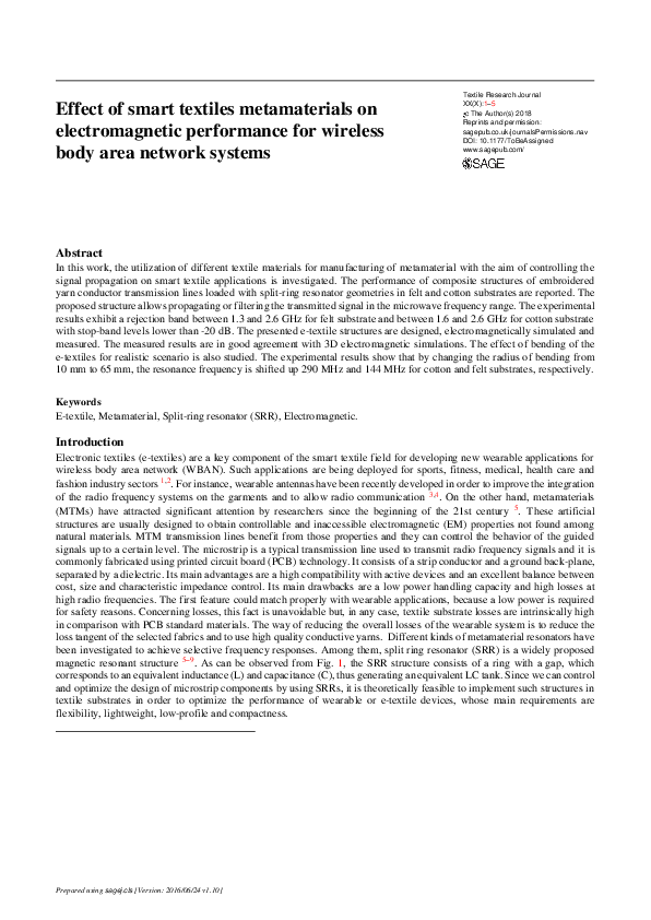 (PDF) Effect of smart textile metamaterials on electromagnetic ...