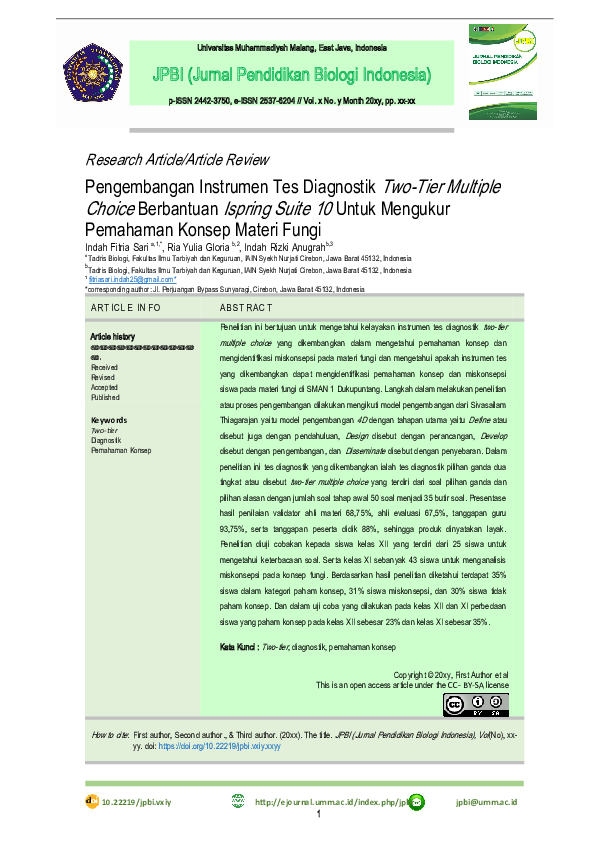 (DOC) Pengembangan Instrumen Tes Diagnostik Two-Tier Multiple Choice ...